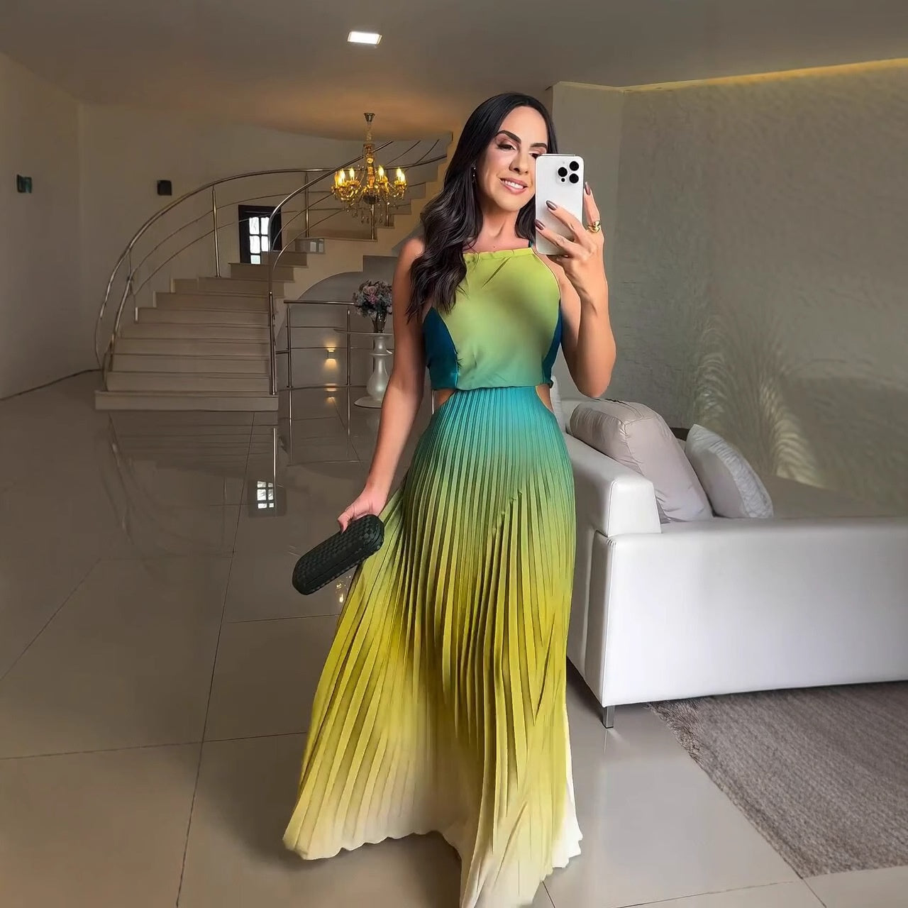 🌈Women's Halter Pleated Gradient Color Dress💞 – welfareis